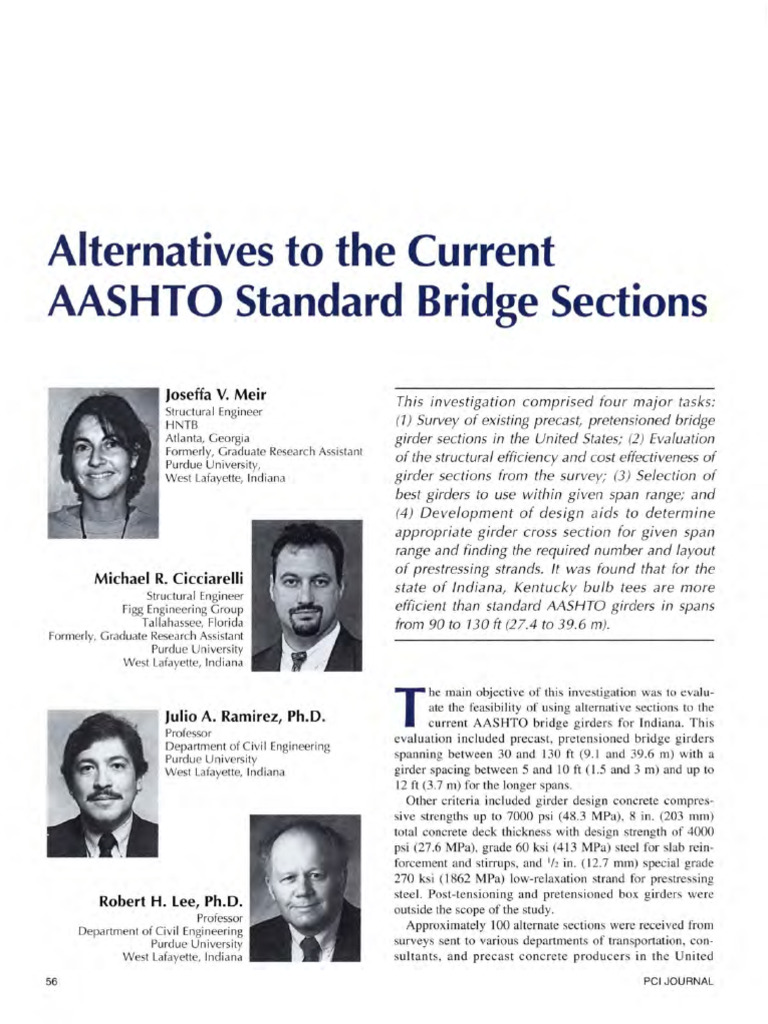 Alternatives To The Current AASHTO Standard Bridge Sections | PDF ...
