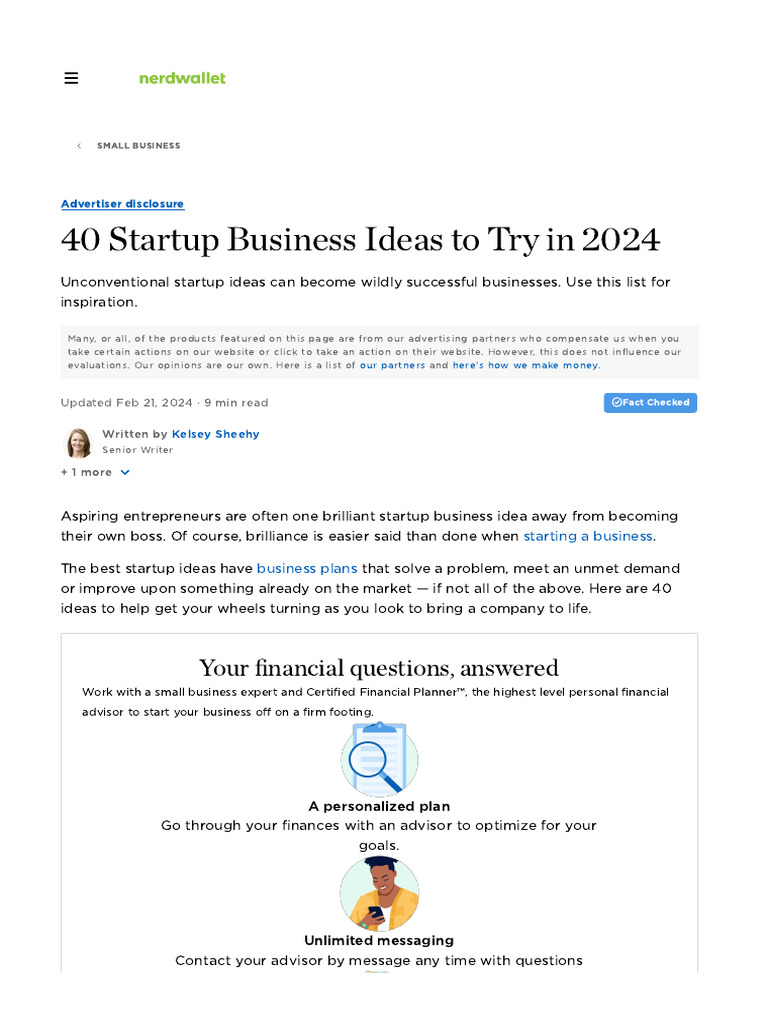 Small Businesssmall Business Startup Ideas | PDF | Credit | Finance ...