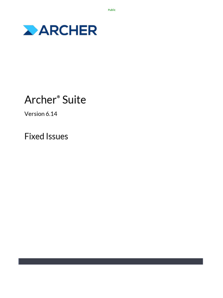 Fixed Issues in Archer Suite 6.14 | PDF | Html | Computing