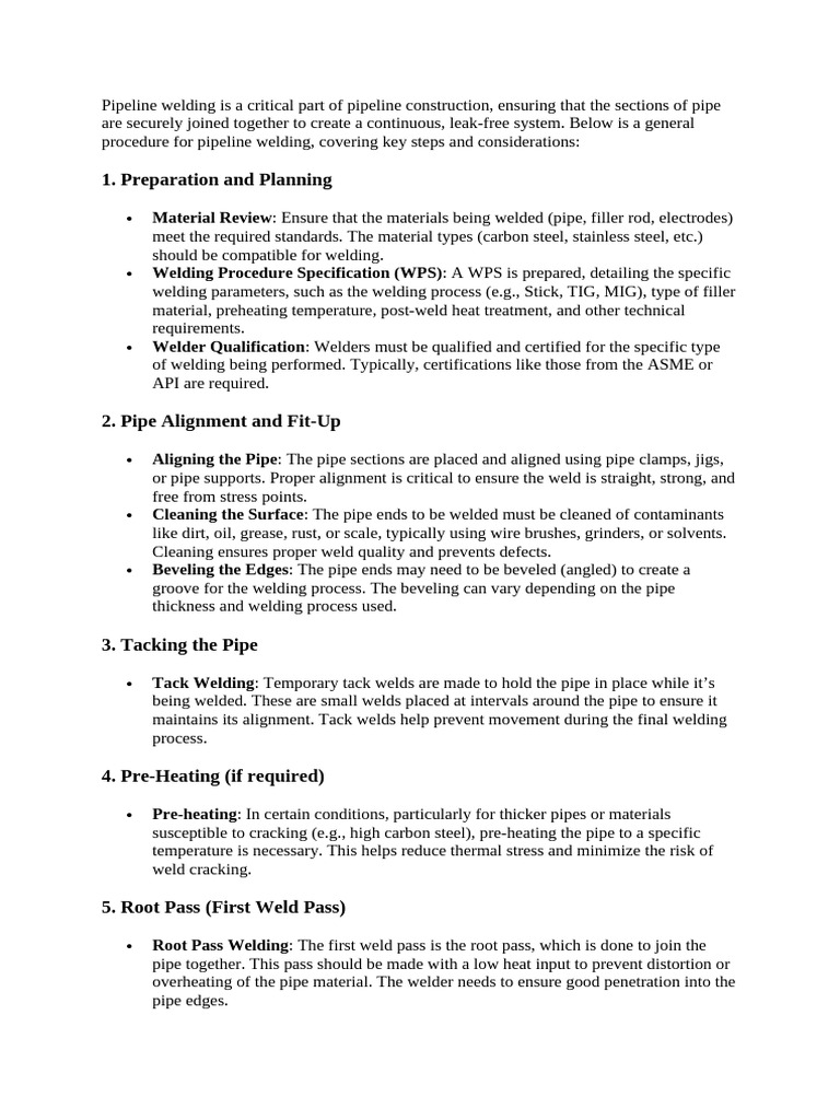 Pipeline Welding Procedure Guide | PDF | Welding | Construction