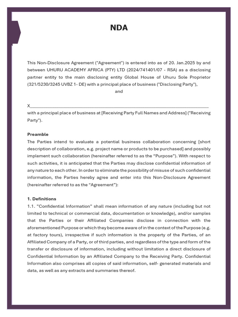 Non-Disclosure Agreement Overview | PDF | Non Disclosure Agreement ...