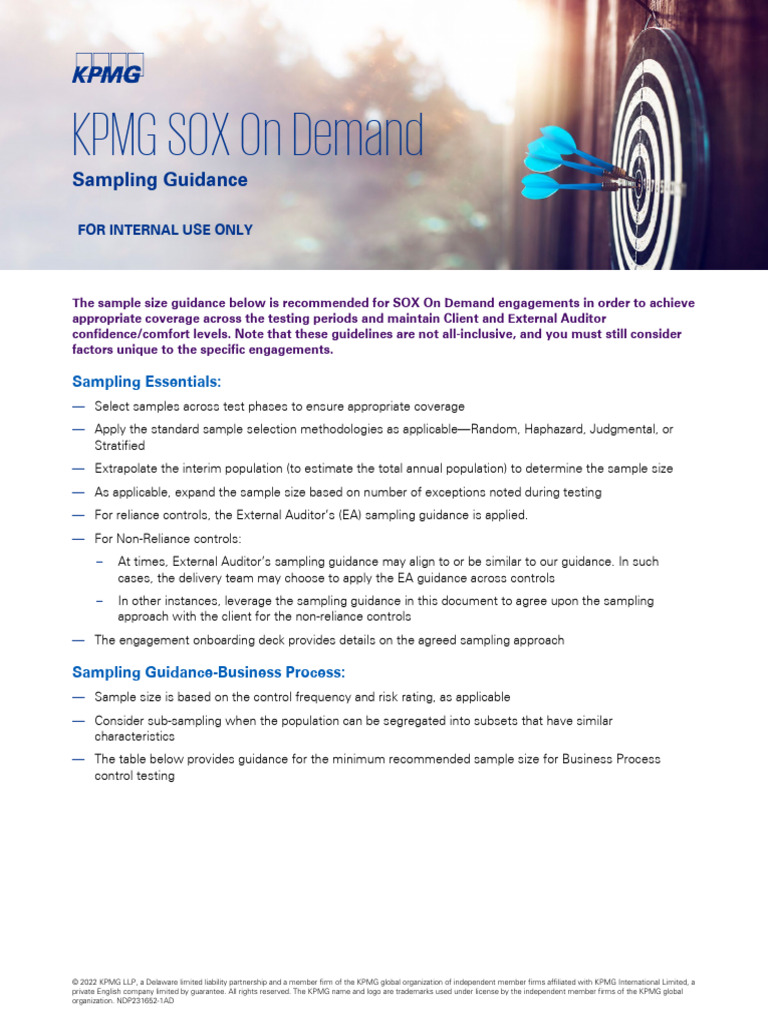 SOX Testing Sample Size Guidance | PDF | Sampling (Statistics) | Sample ...