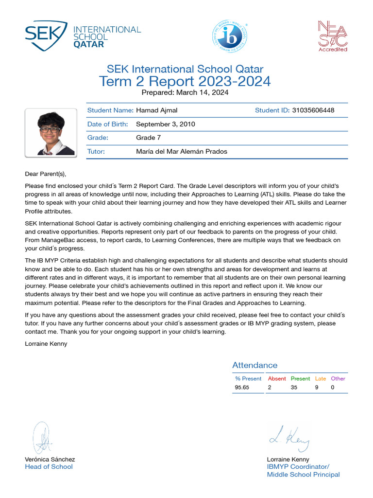 Term 2 Report for Hamad Ajmal, Grade 7 | PDF | Scientific Method ...