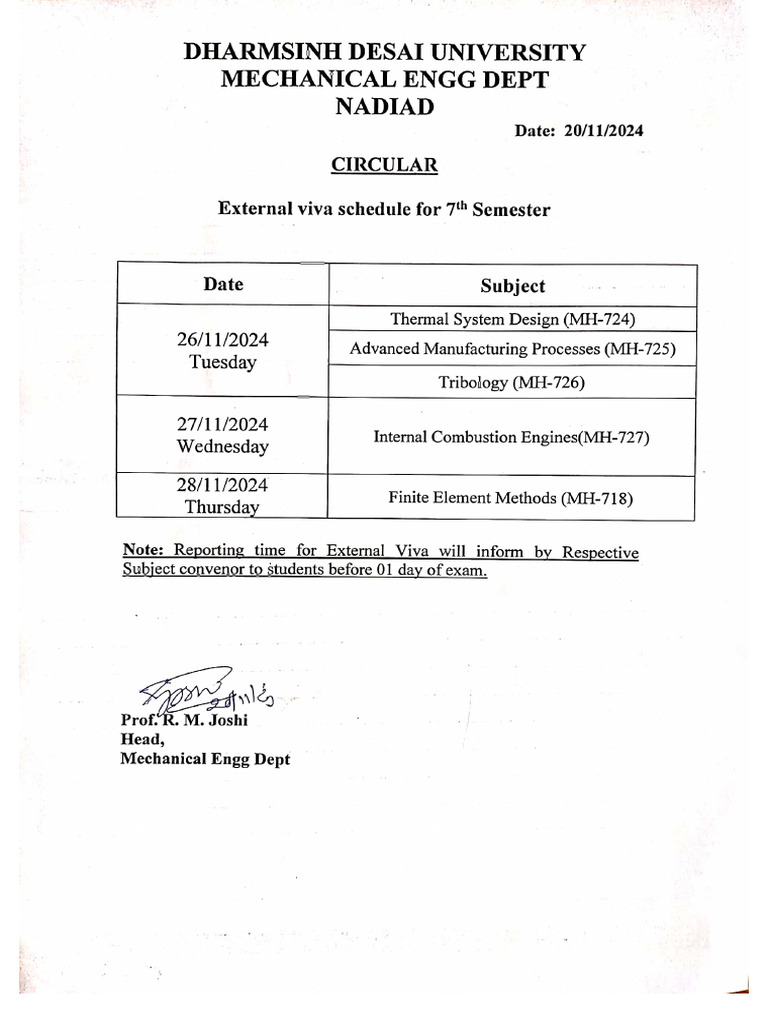 External Viva Schedule | PDF