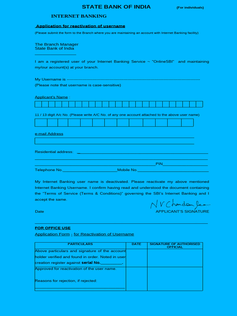 Reactivation of SBI Internet Banking Username | PDF | Cyberspace ...