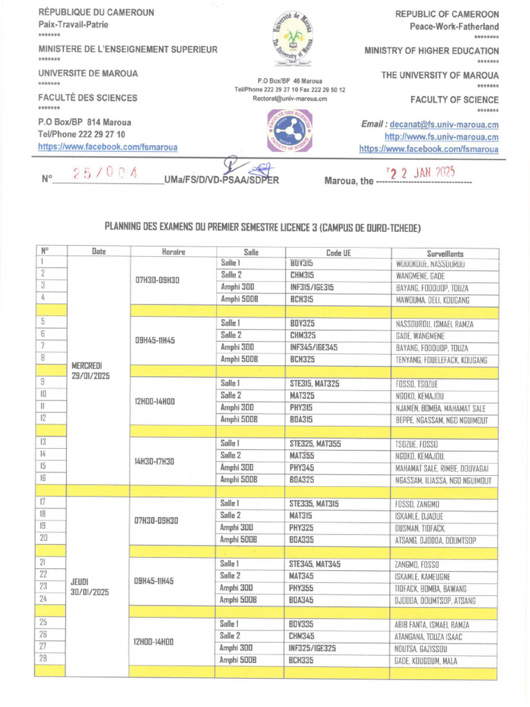 Planning Des Examens - L3 - S1 - 2024-2025 - 22-01-2025 | PDF