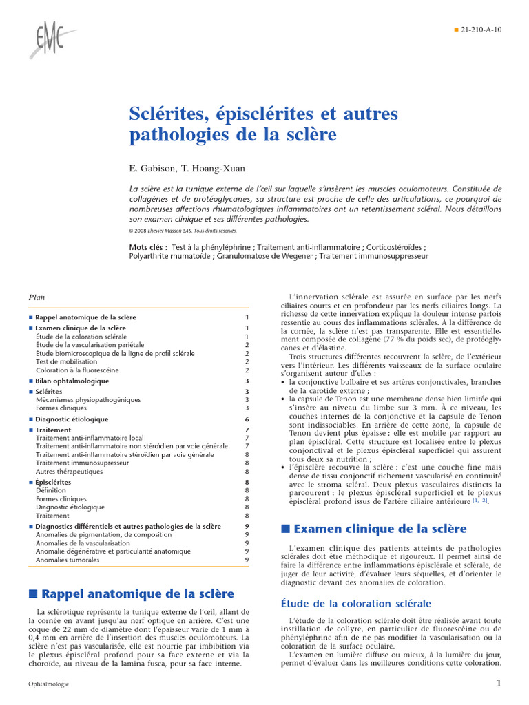 Sclérites et pathologies sclérales | PDF | Inflammation | Cornée