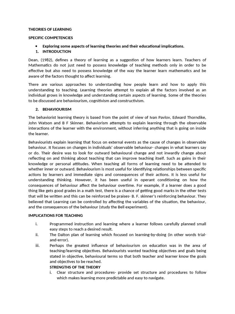 Theories of Learning STD 2024 | PDF | Learning | Constructivism (Philosophy Of Education)