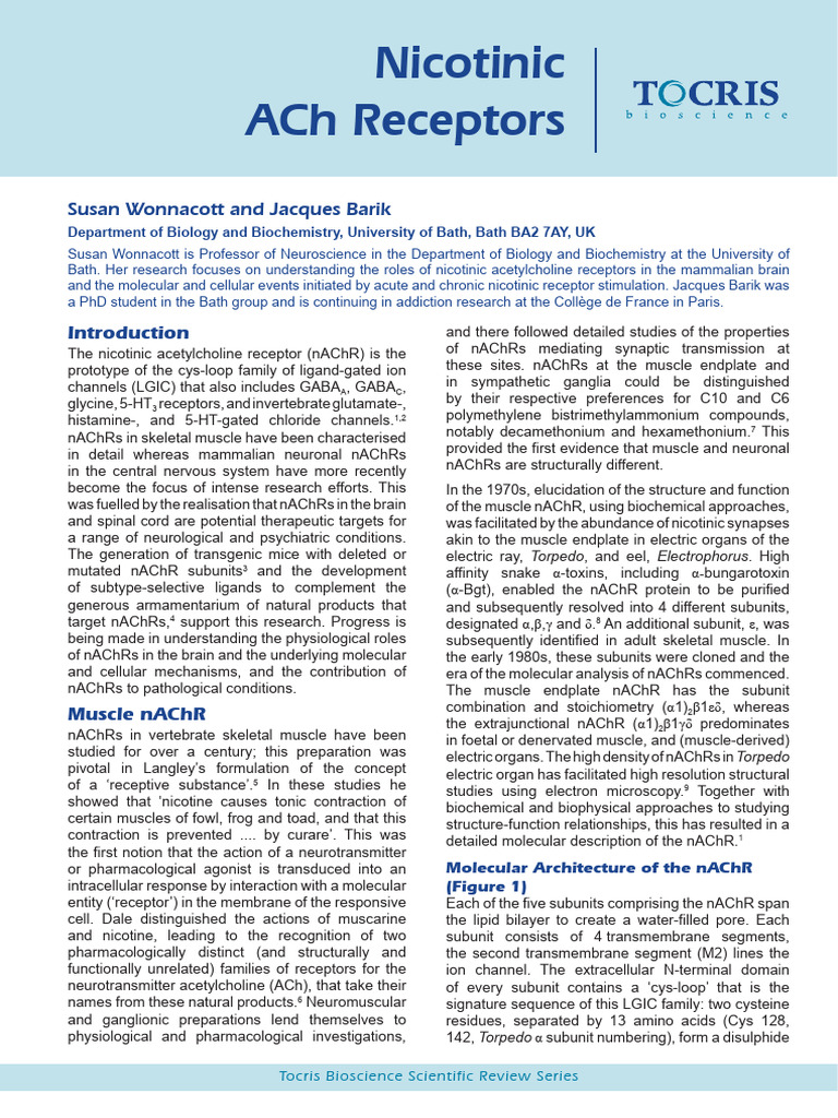 Nicotinic Ach Receptors Review | PDF | Receptor Antagonist | Acetylcholine