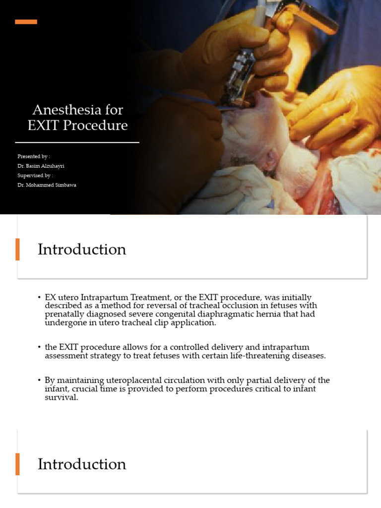 Anesthesia for EXIT Procedure | PDF | Childbirth | Fetus
