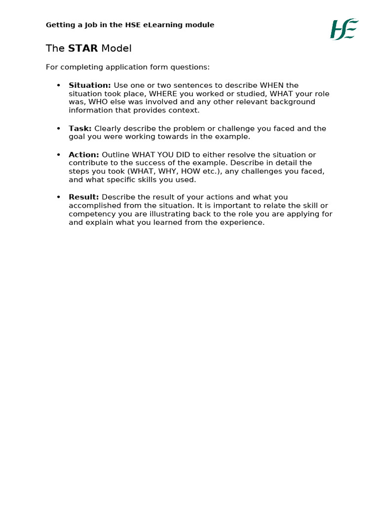 Mastering the STAR Model for Job Applications | PDF