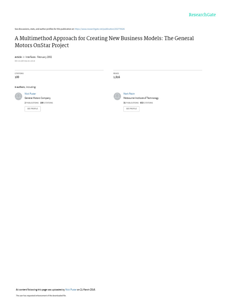 A Multimethod Approach For Creating New Business M | PDF | General ...