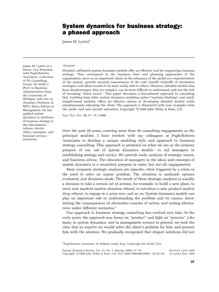 Article - System Dynamics For Business Strategy A Phased Approach | PDF ...