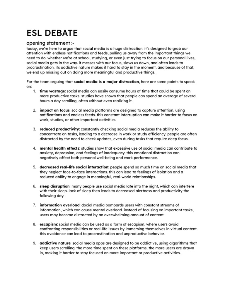 ESL DEBATE | PDF | Social Media | Popular Culture & Media Studies