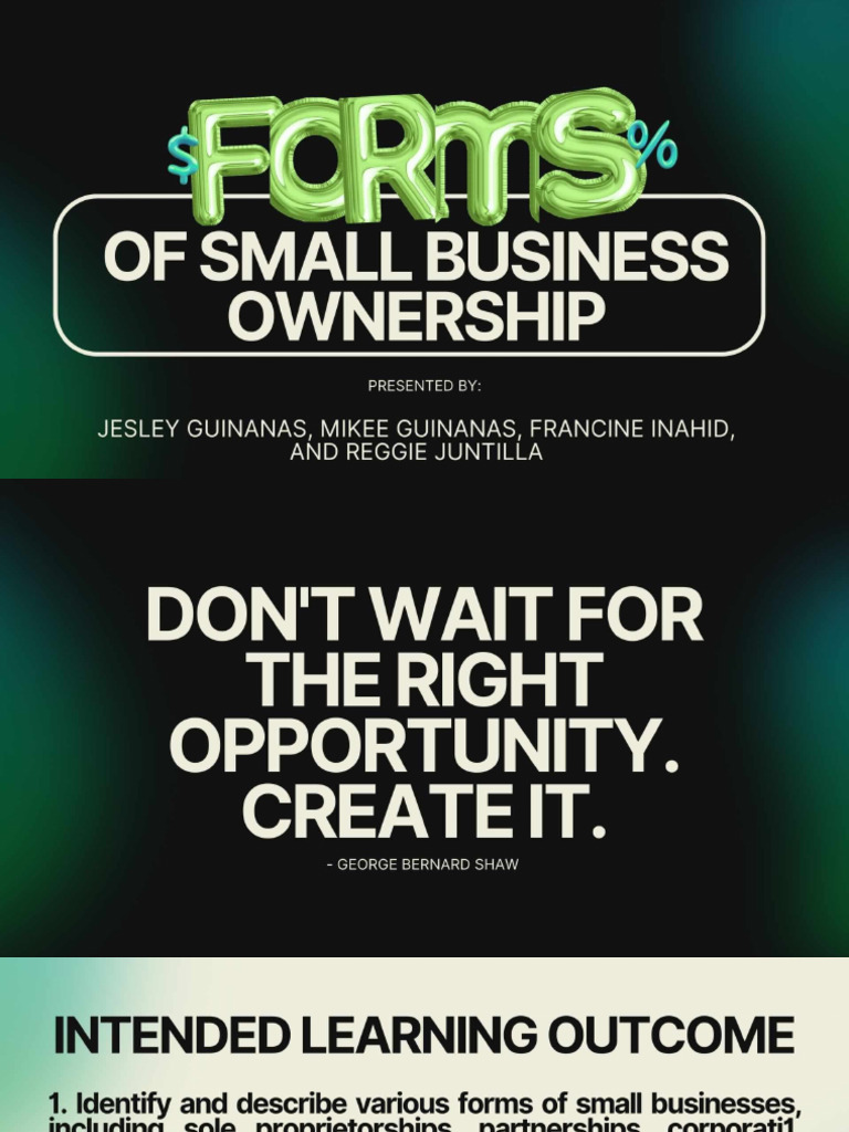 Form of Small Business | PDF