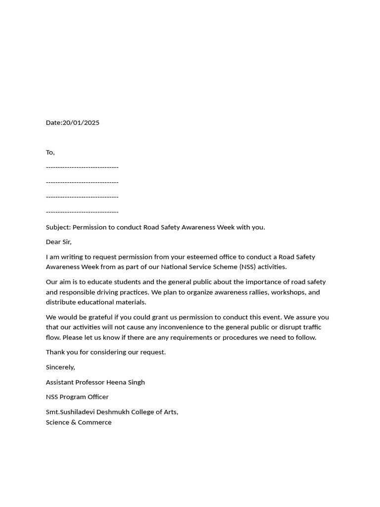 Letter For Traffic Police | PDF