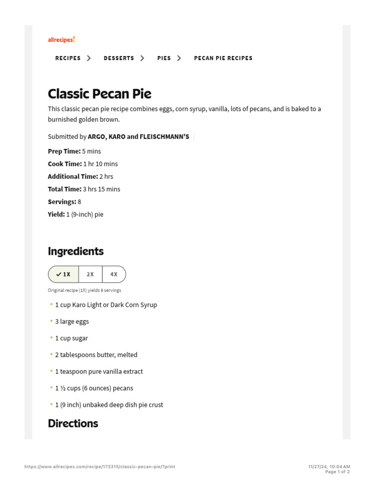 Pecan Pie Pdf Breads Teaspoon