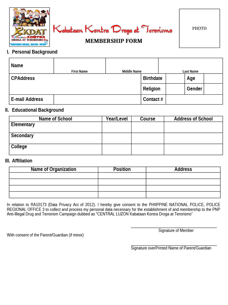 KKDAT Membership Form | PDF