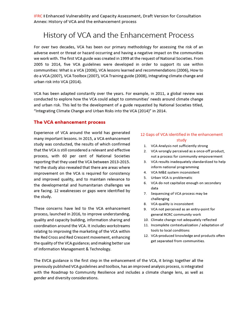 History-of-VCA-and-the-Enhancement-Process | PDF | Risk | Climate Change