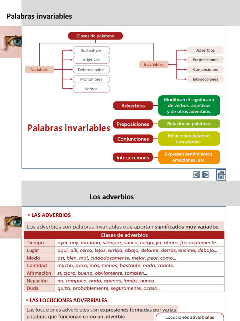 1. Palabras Invariables | PDF