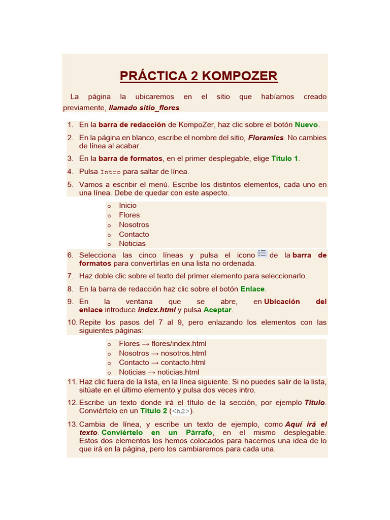 Práctica 2 Kompozer | PDF