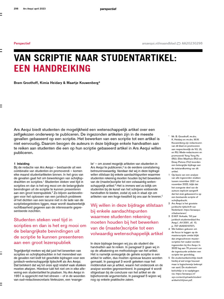 Van Scriptie Naar Studentartikel | PDF