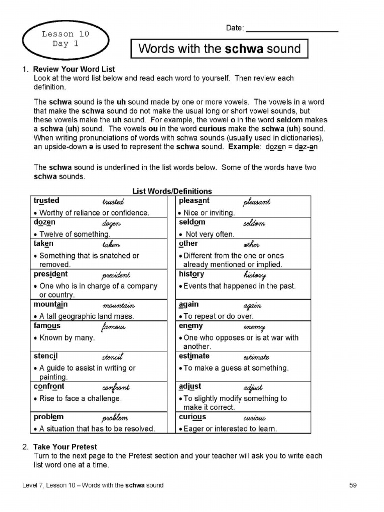 Schwa Examples | PDF
