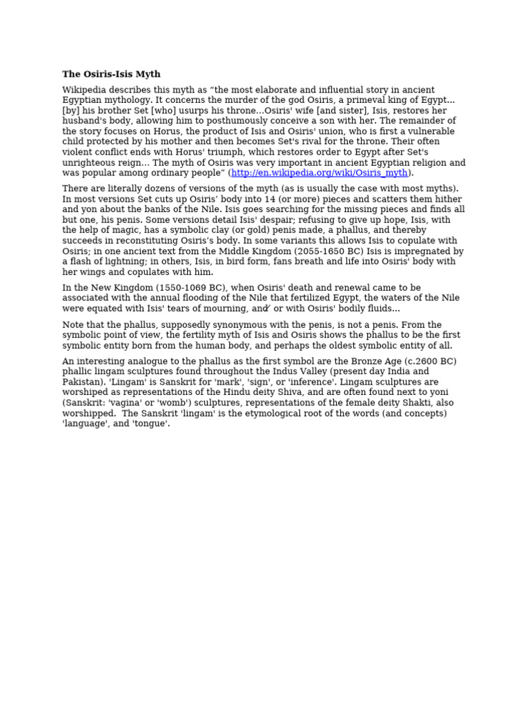 The Osiris-Isis Myth Explained | PDF | Osiris | Isis