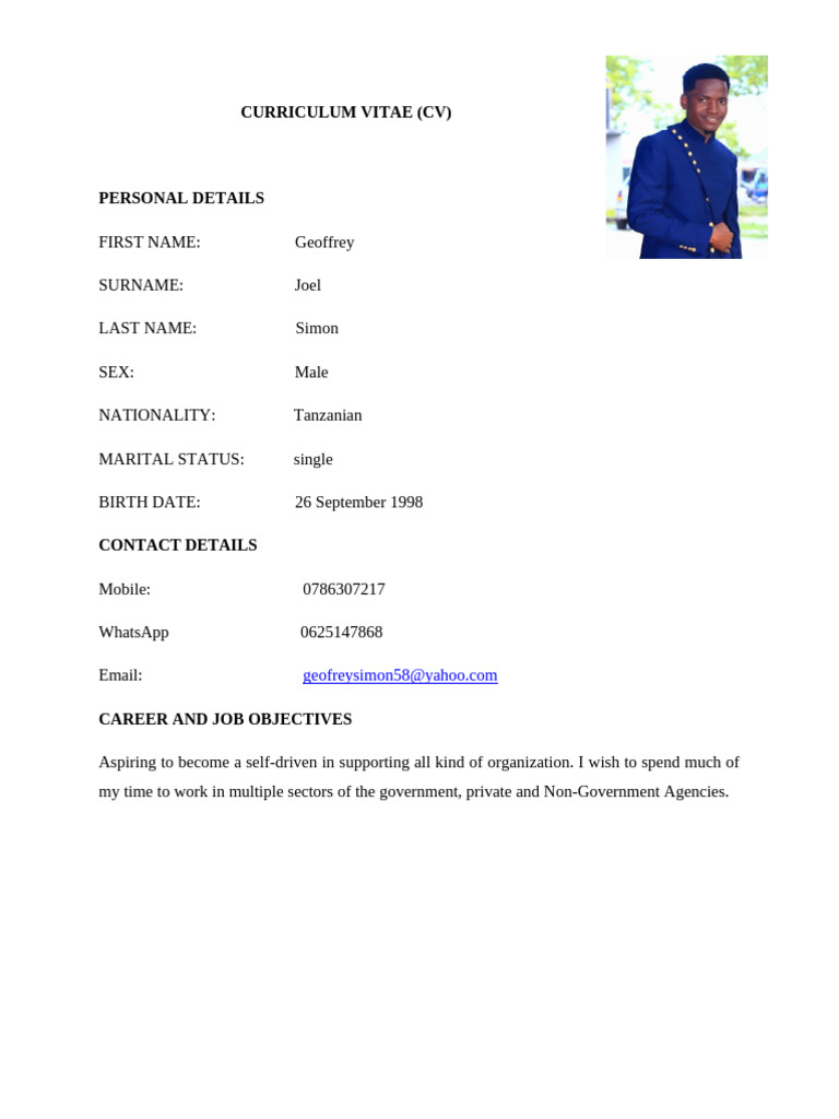 Geoffrey Simon's Professional CV | PDF | Taxes