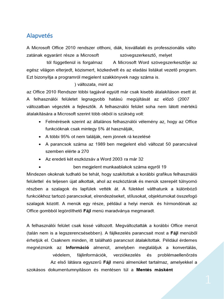 Word 1. Tananyag | PDF