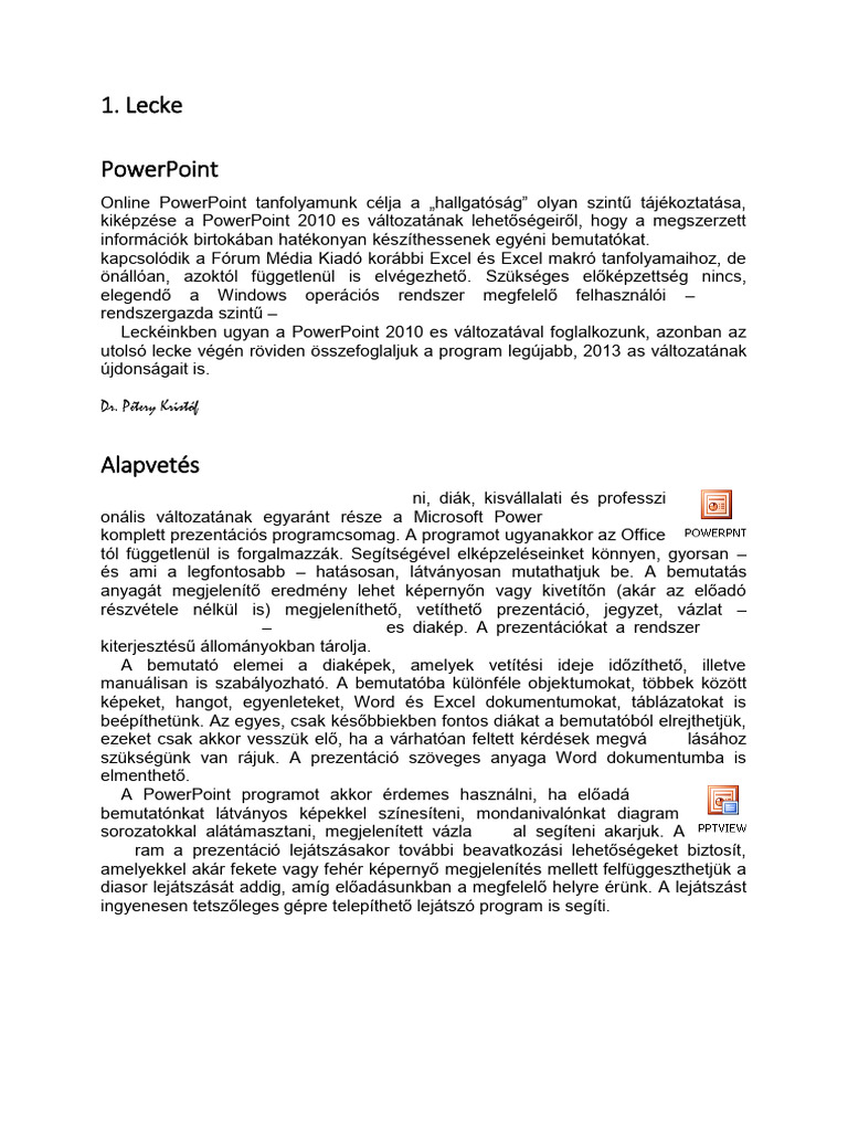 Power Point 1. Tananyag | PDF