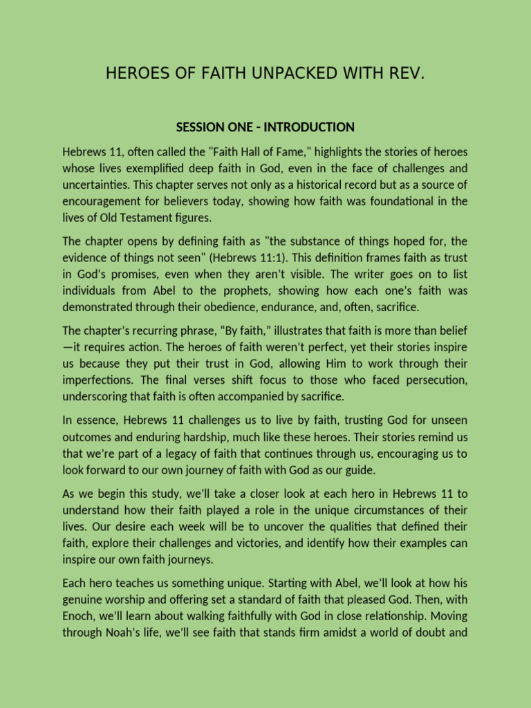 Exploring Hebrews 11: Heroes of Faith | PDF | Faith | Isaac