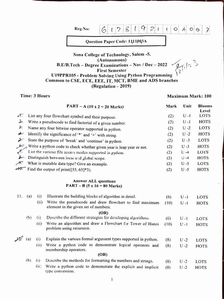 PYP OLD QP 8 | PDF | Algorithms | Computer Programming