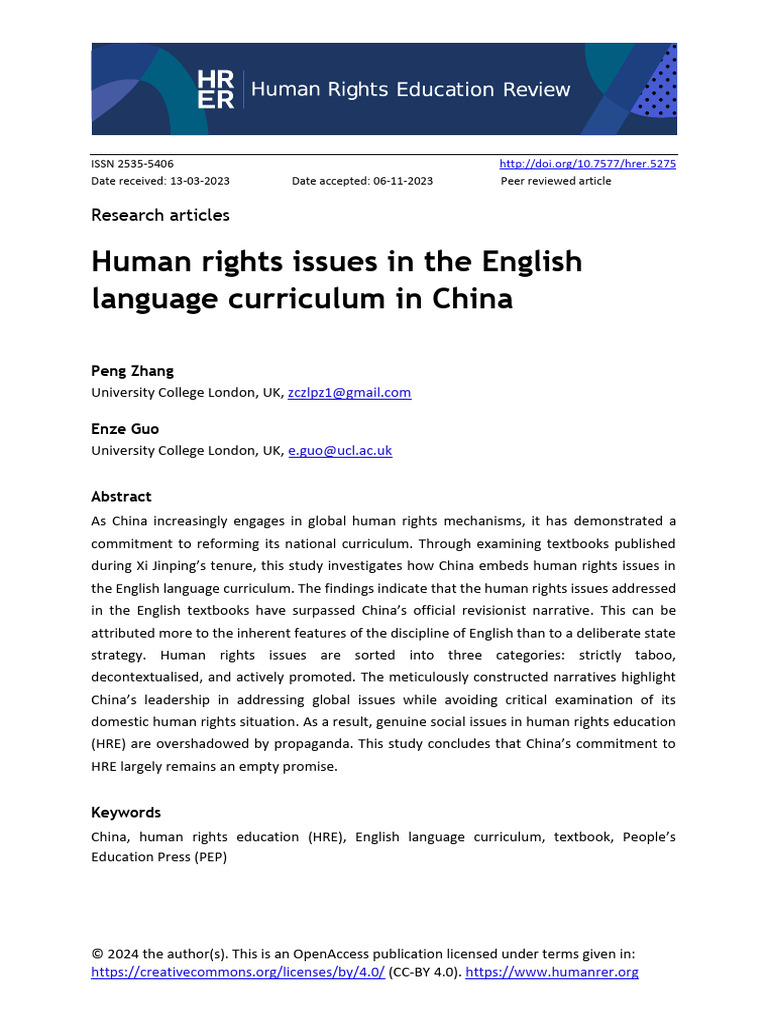 Human Rights Issues in The English Language Curriculum in China | PDF ...