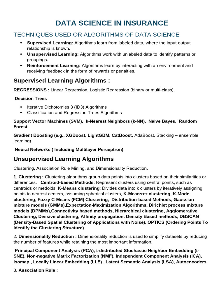 Data Science in Insurance | PDF | Insurance | Cluster Analysis