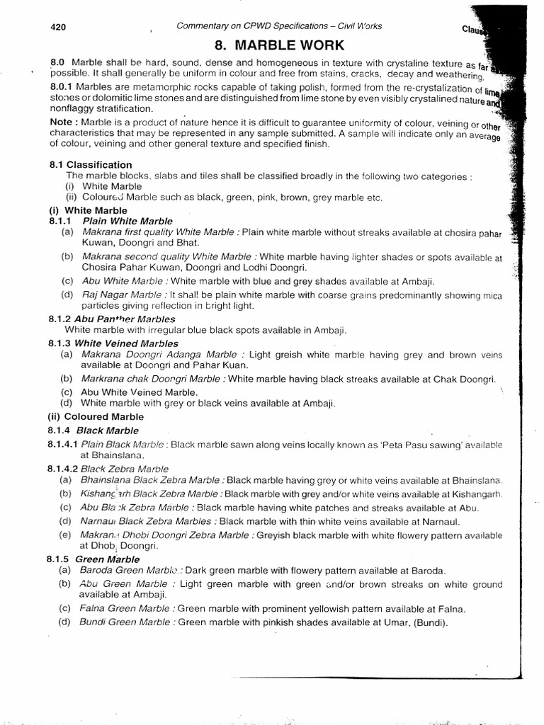 CPWD Marble Work | PDF