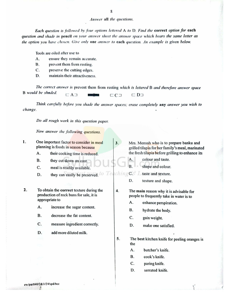 2024 BECE CAREER TECH 1 | PDF