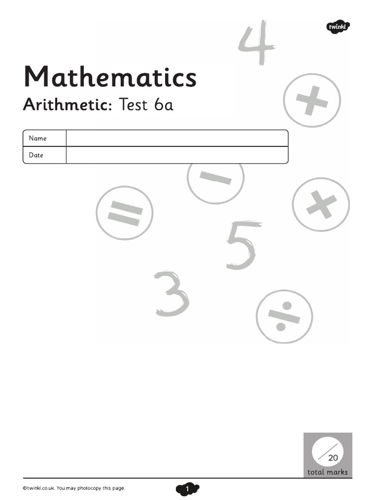 Arithmetic Paper 6a | PDF