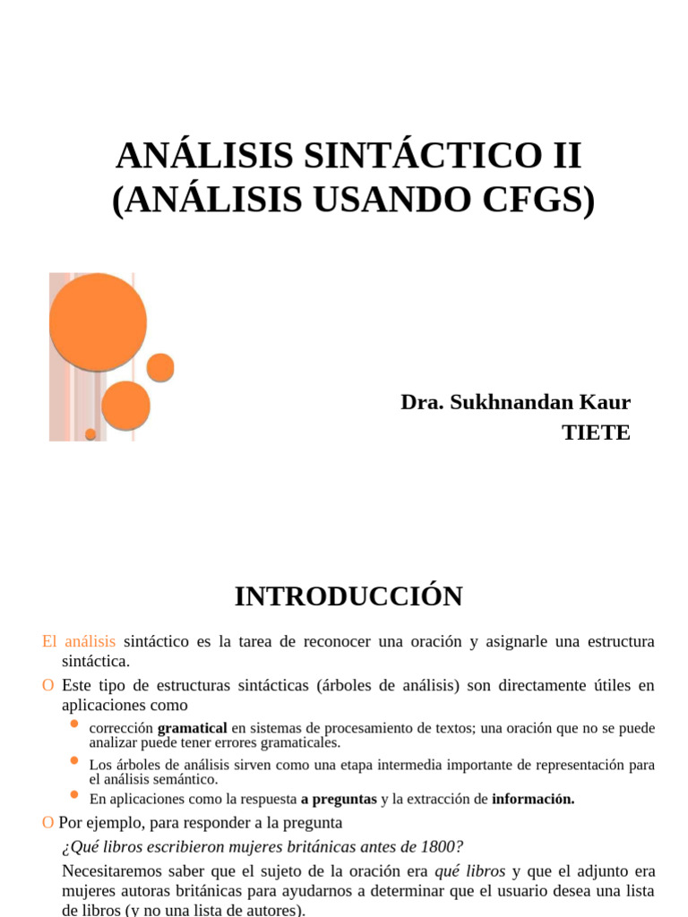 Análisis Sintáctico: Métodos y Ejemplos | PDF | Analizando | Oración ...