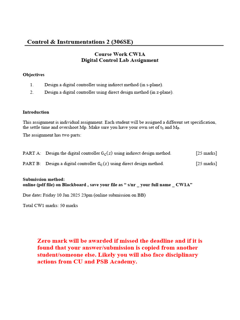 CI2 Control Lab Assignment CW1A QP | PDF | Applied Mathematics | Control Theory