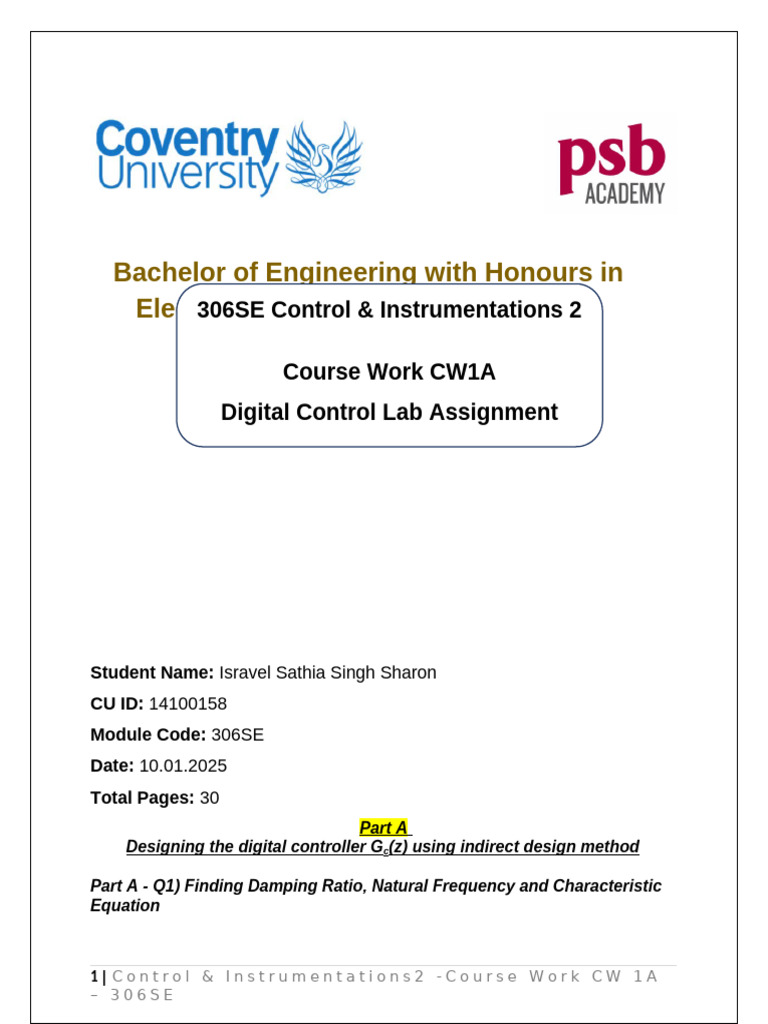 12 - Isravel Sathia Singh Sharon - CW1a | PDF | Damping | Applied Mathematics