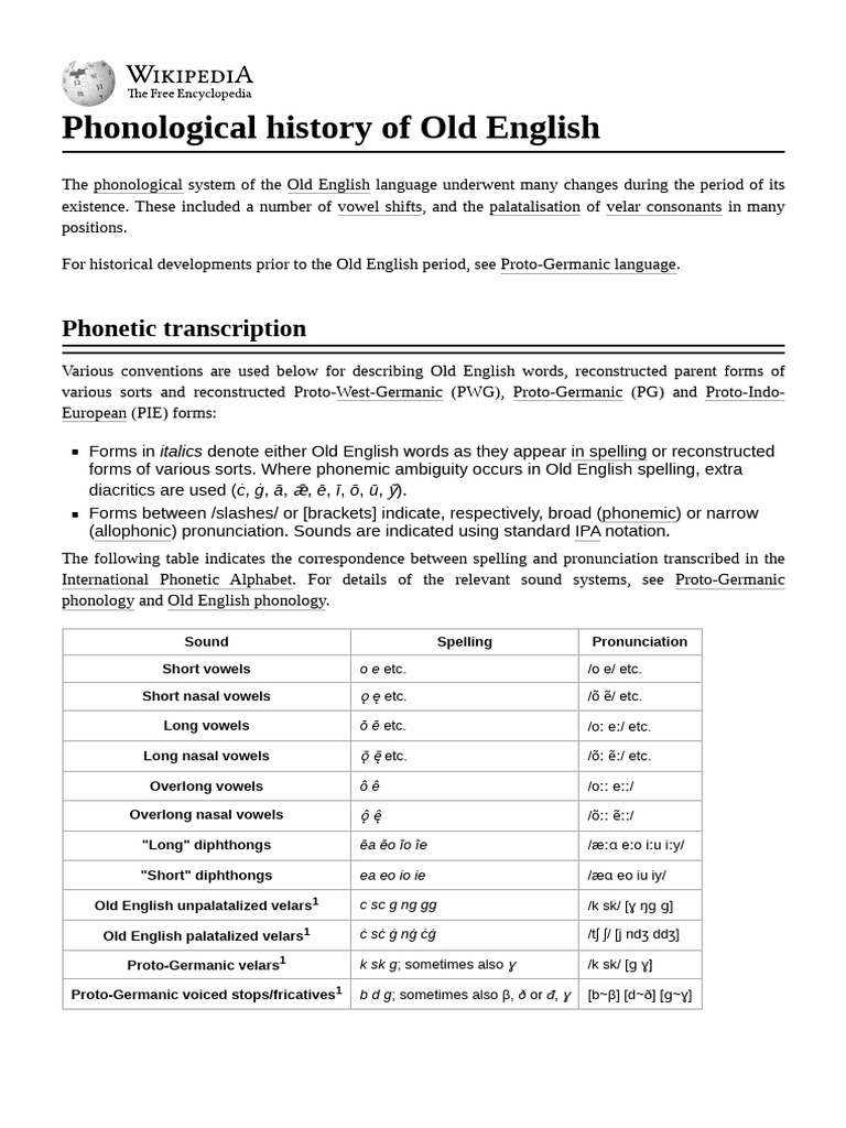 Old English Phonology Changes | PDF | Oral Communication | Languages