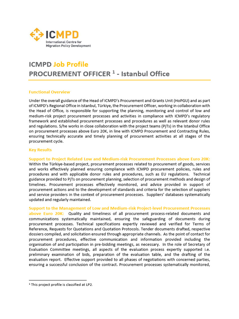 Job Profile Procurement Officer LP2 OS PGU (RB) | PDF | Procurement ...