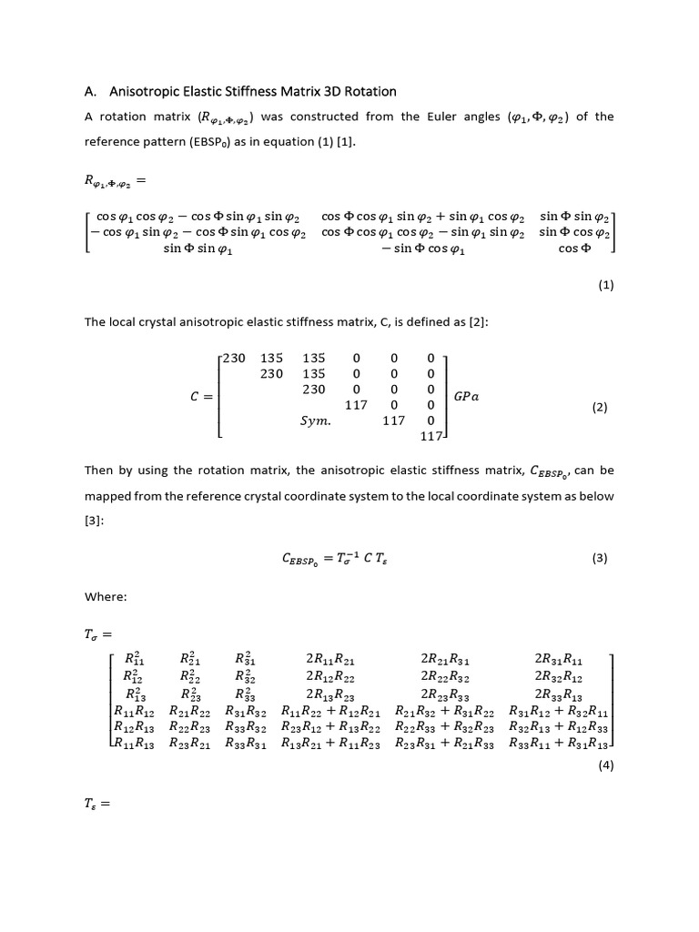 Anisotropic Elastic Stiffness Matrix 3D Rotation | PDF | Linear Elasticity | Stiffness
