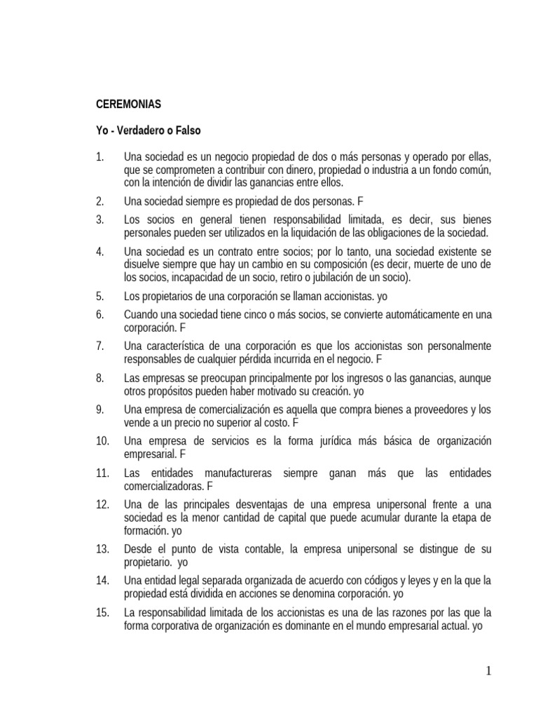 Capítulo 1 Ejercicios - Visión General de La Contabilidad - Respuesta | PDF