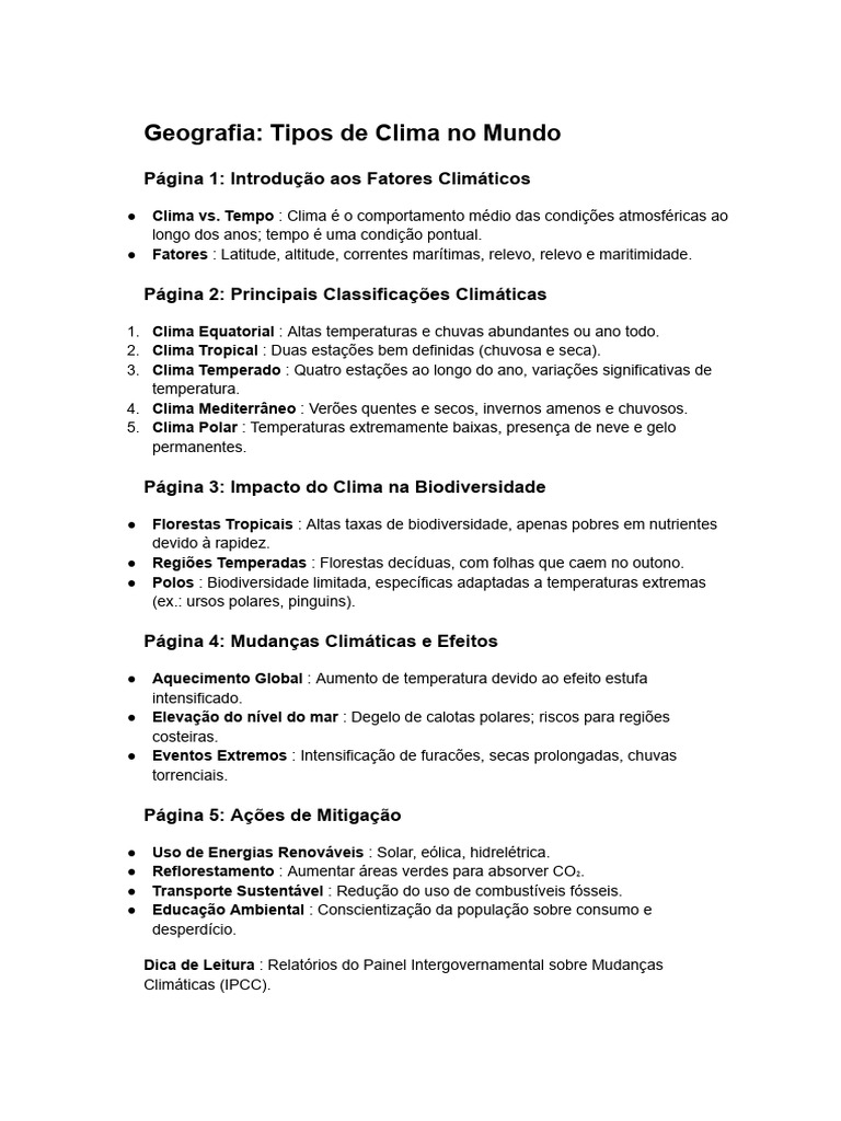 Tipos de Clima e Seus Impactos Globais | PDF