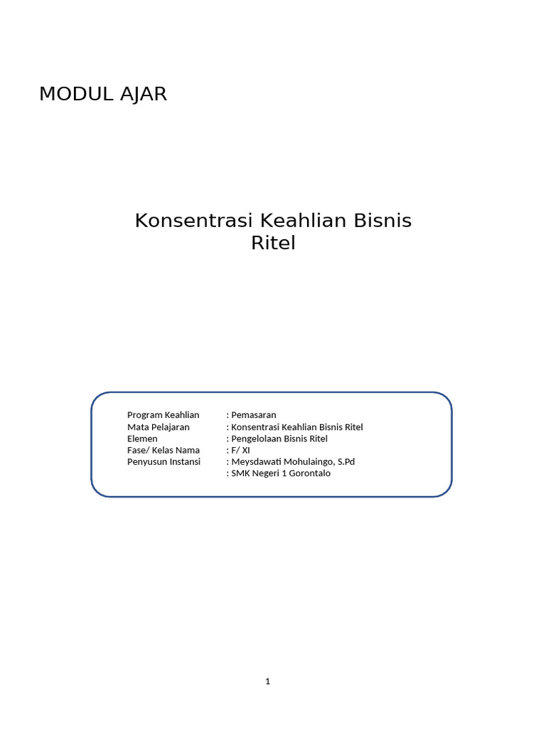 Modul Ajar Bisnis Ritel | PDF