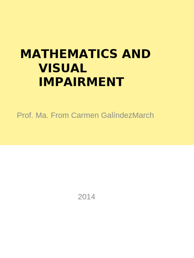 Mathematics and Visual Impairment | PDF | Curriculum | Mathematics