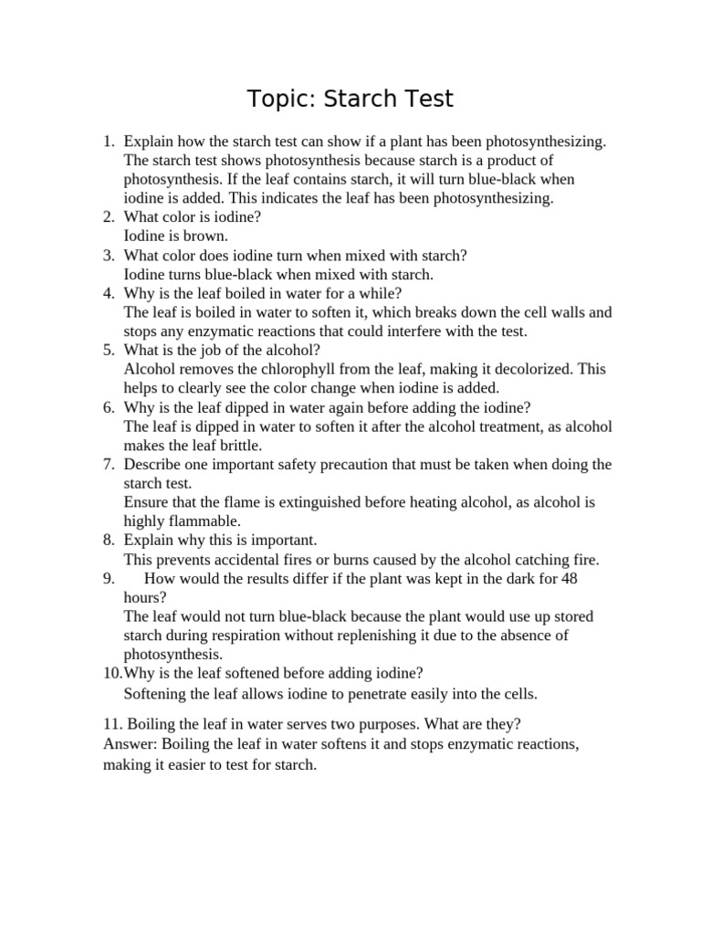 Starch Test | PDF