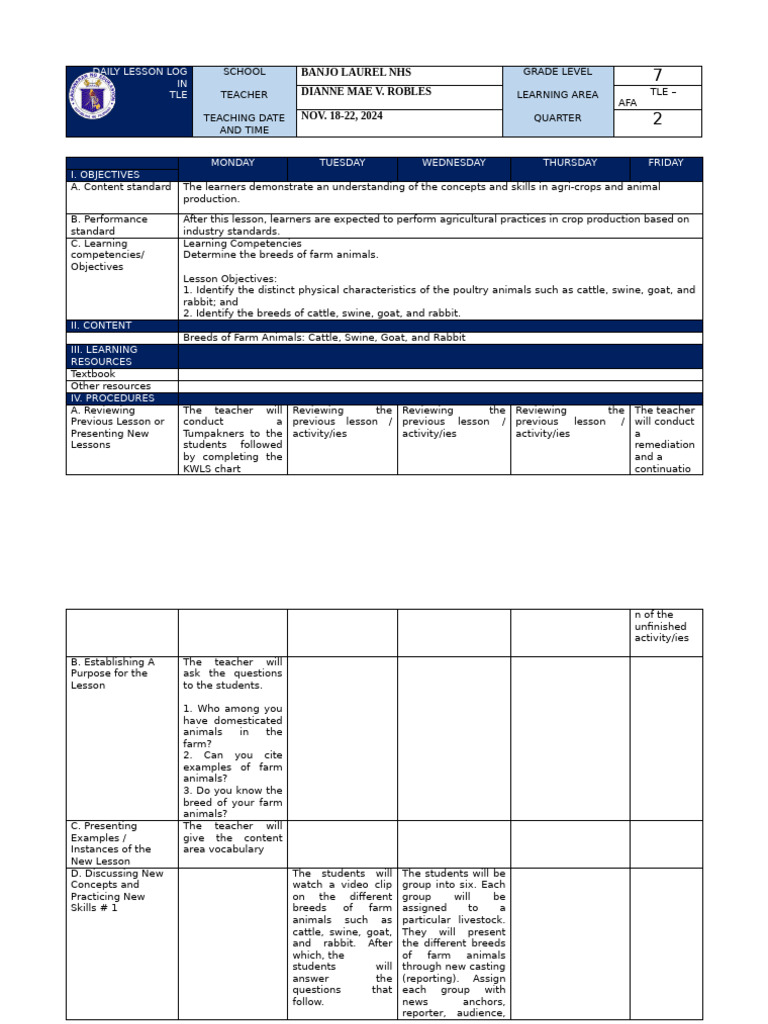 DLL in Tle Afa 7 Q1 Week 5 | PDF | Learning | Behavior Modification
